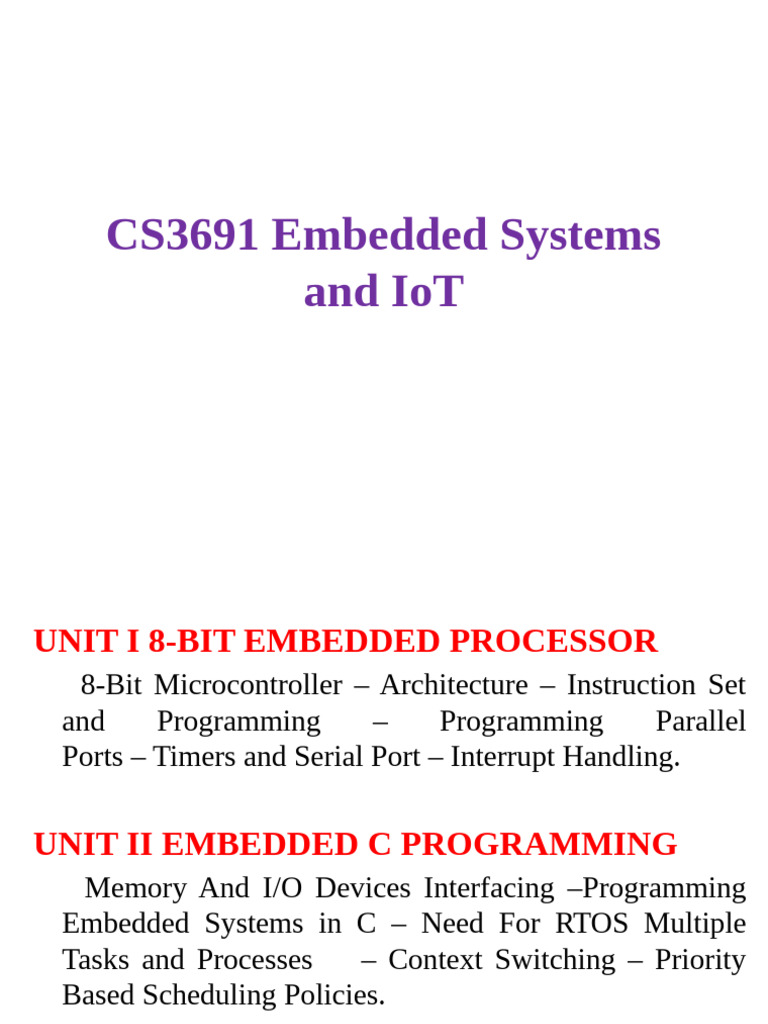 CS3691 Embedded Systems and IoT | PDF | Central Processing Unit | Microcontroller
