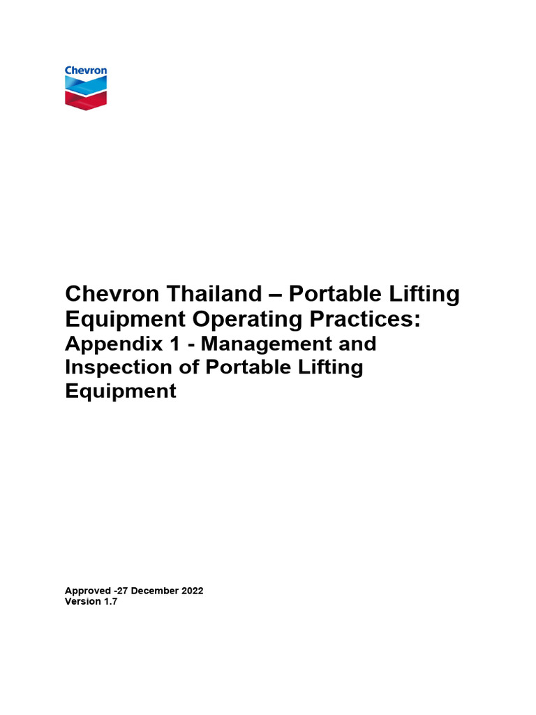 Chevron Thailand - Portable Lifting Equipment Operating Practices | PDF | Rope | Nondestructive ...