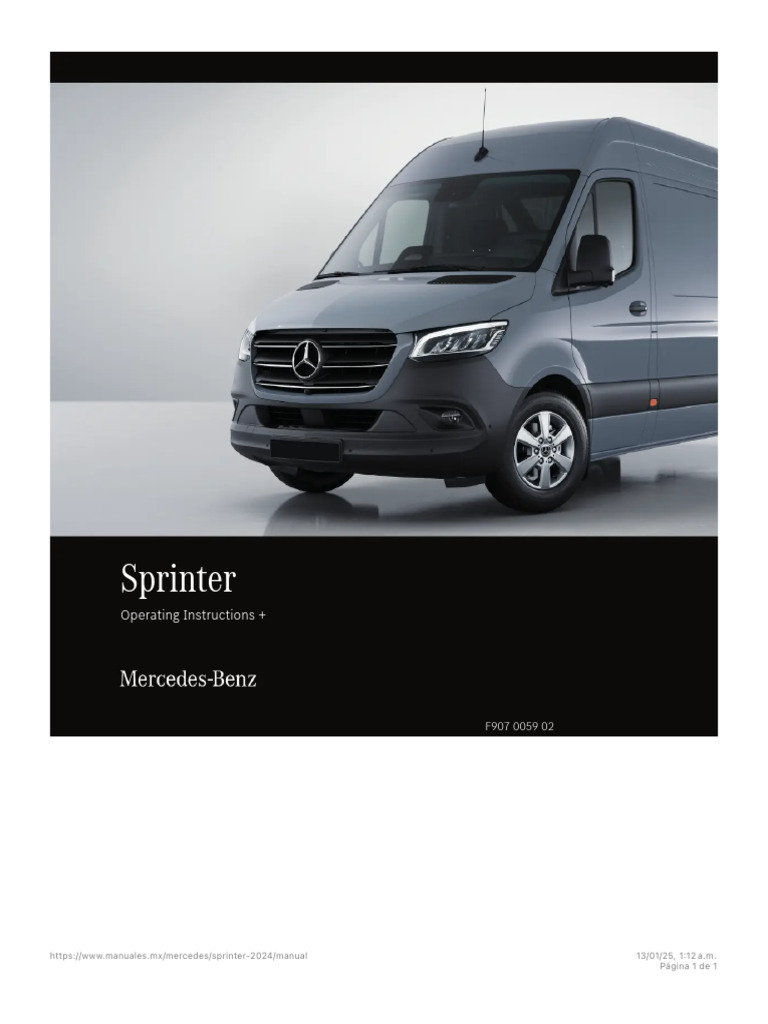 Manual de Usuario Mercedes-Benz Sprinter (2024) (925 Páginas) | PDF