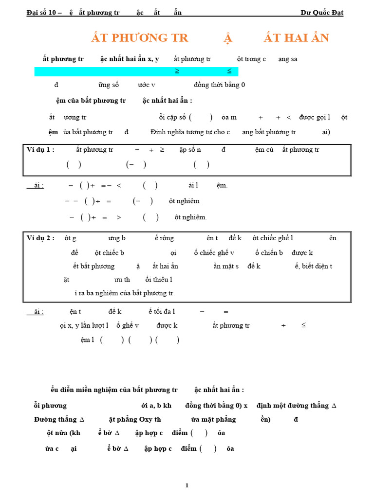 He bat phuong trinh bac nhat hai an 2022 | PDF
