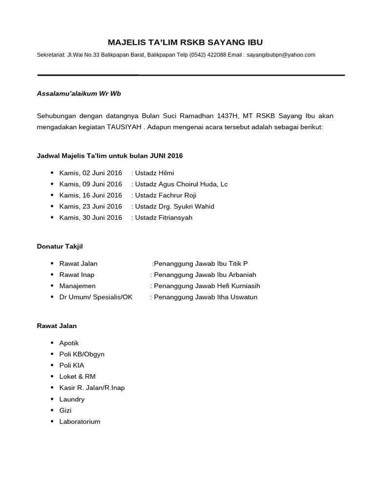 Contoh Proposal Kegiatan Ramadhan | PDF