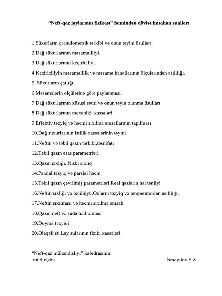 Neft-Qaz Laylarının Fizikası - Az-Can | PDF