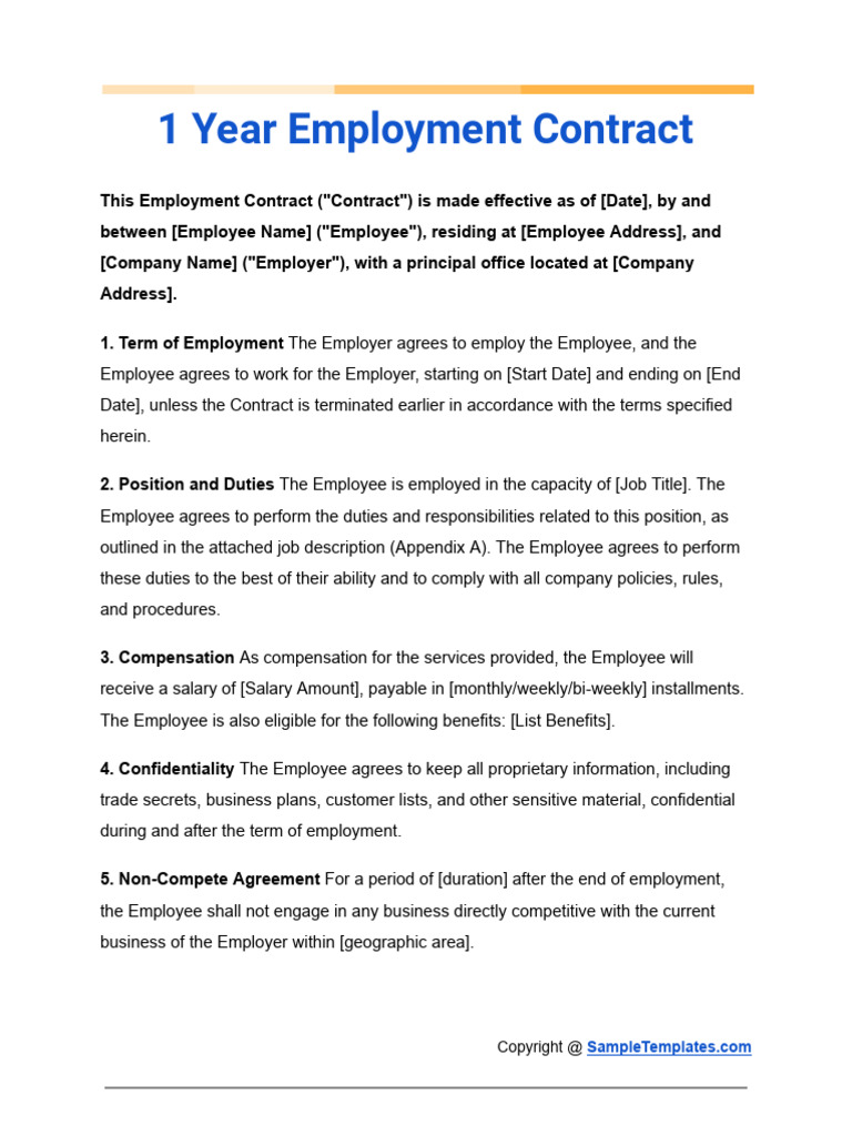 1 Year Employment Contract | PDF