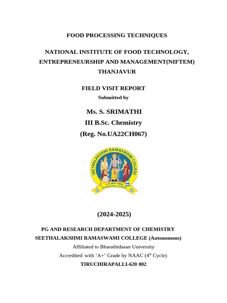 S.srimathi IV Report | PDF | Dough | Food And Drink Preparation