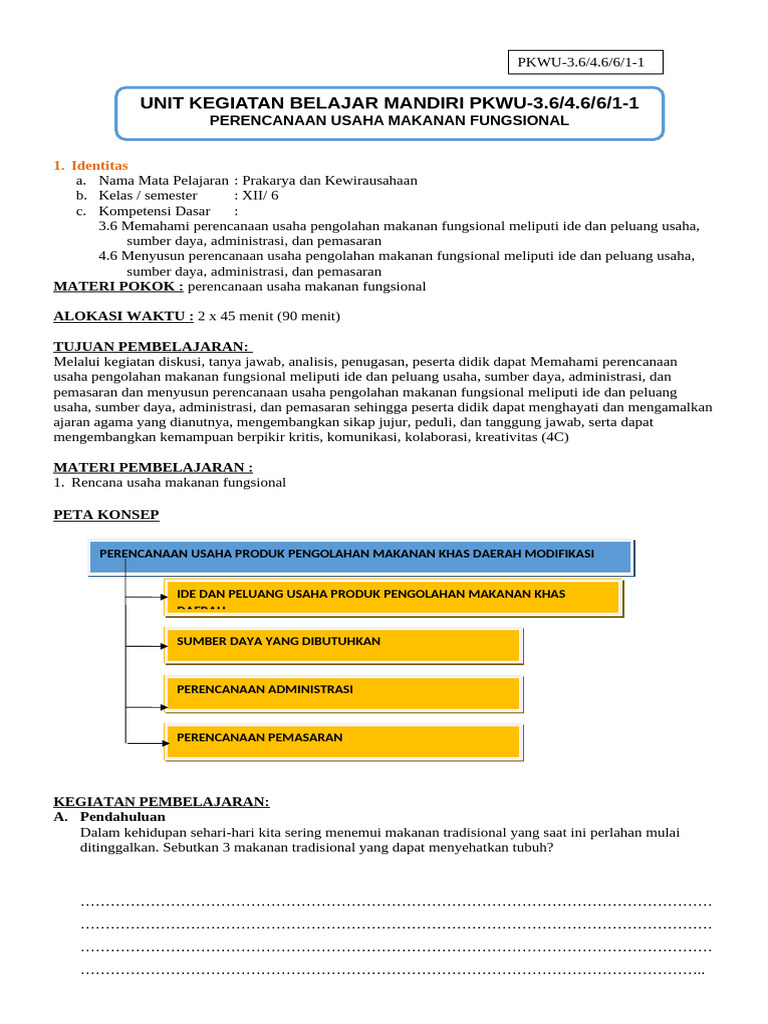 ukbm 3.6 rencana usaha | PDF