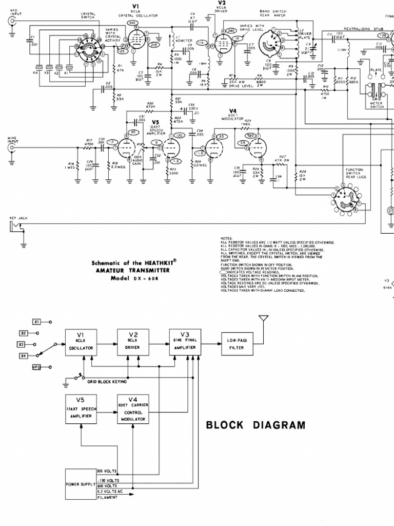 Heathkit - DX-60B - Amateur Transmitter - Schematic | PDF