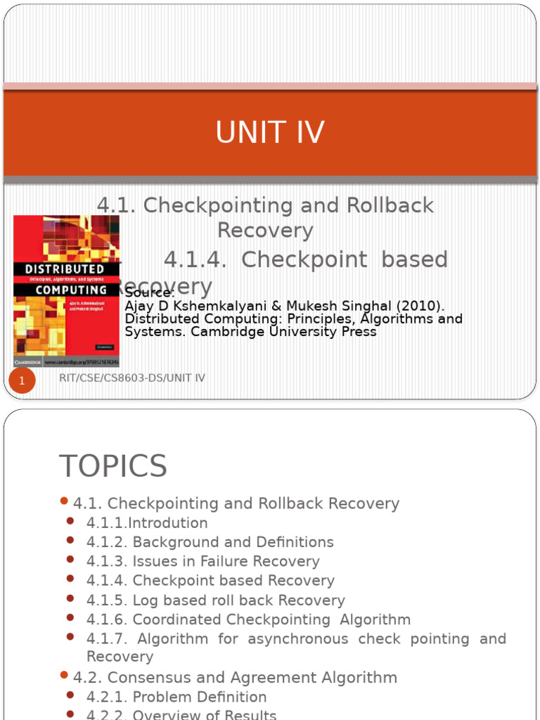 4.1.4. Checkpoint Based Recovery-1 | PDF | Distributed Computing | Computer Science