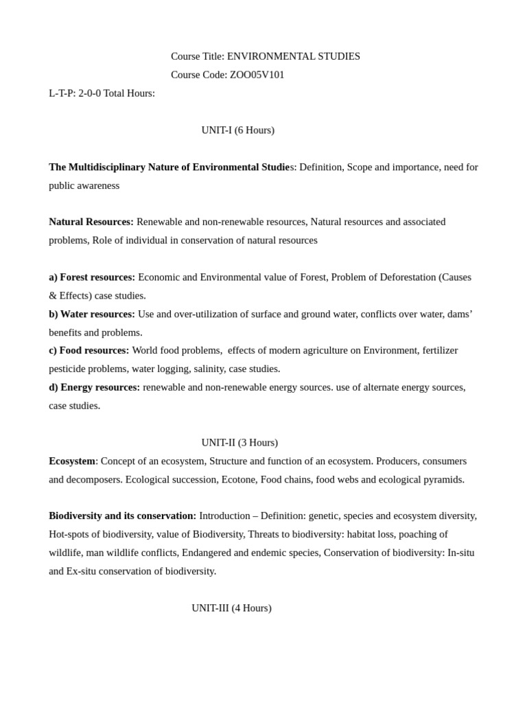 Environmental Studies Course Overview | PDF | Natural Environment ...