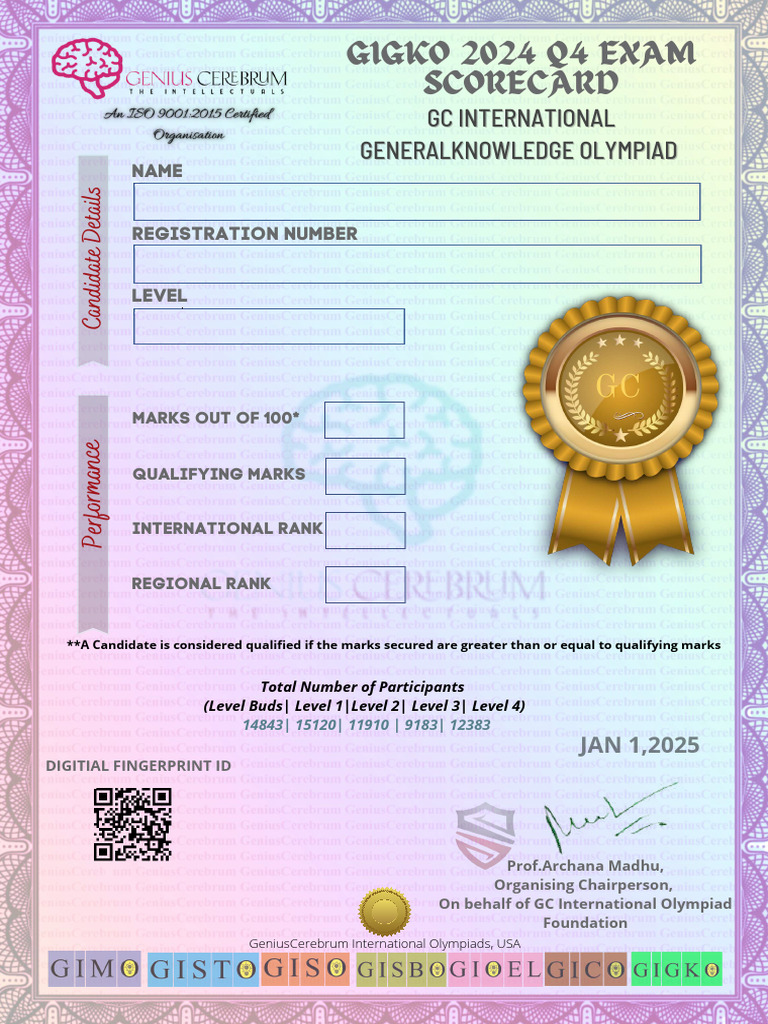 GC International Olympiads Scorecard (1) - Compressed | PDF