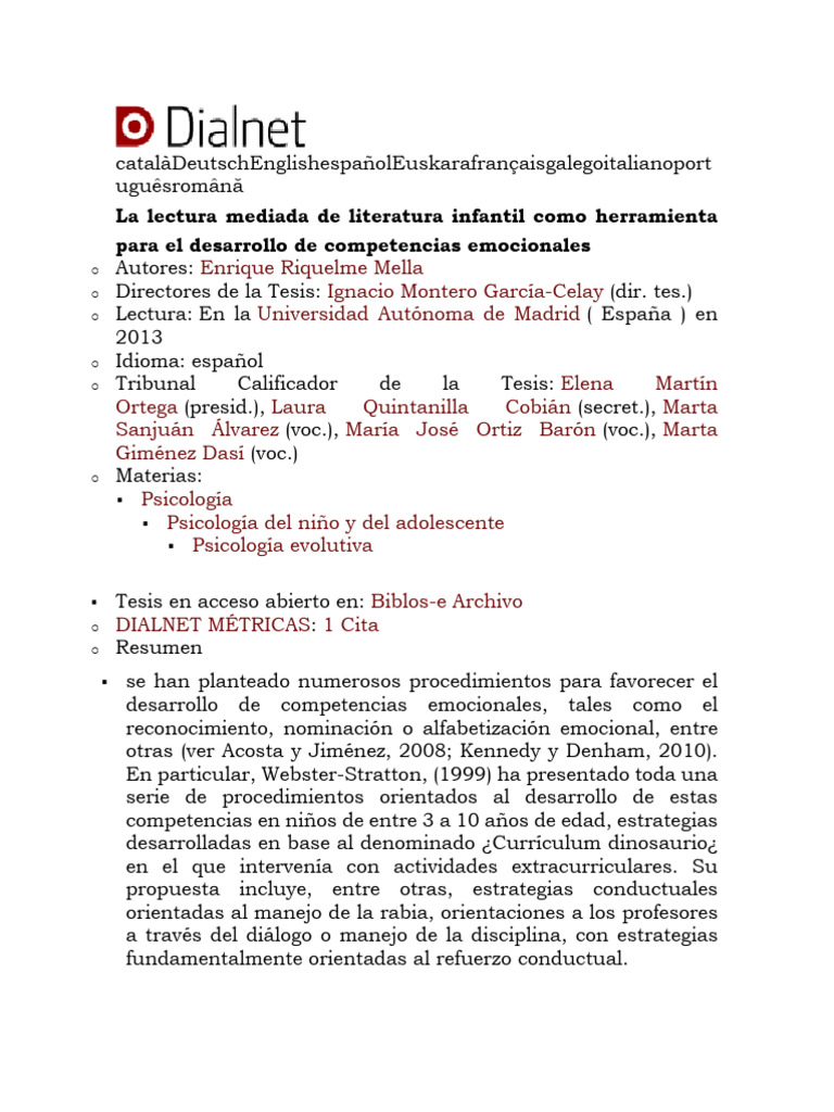 ENRIQUE RIQUELME La Lectura Mediada de Lit Inf Como Herramienta para El Des de Competencias ...