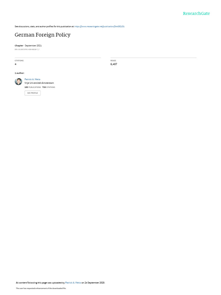 Mello 2020 German Foreign Policy | PDF | Development Aid | Angela Merkel