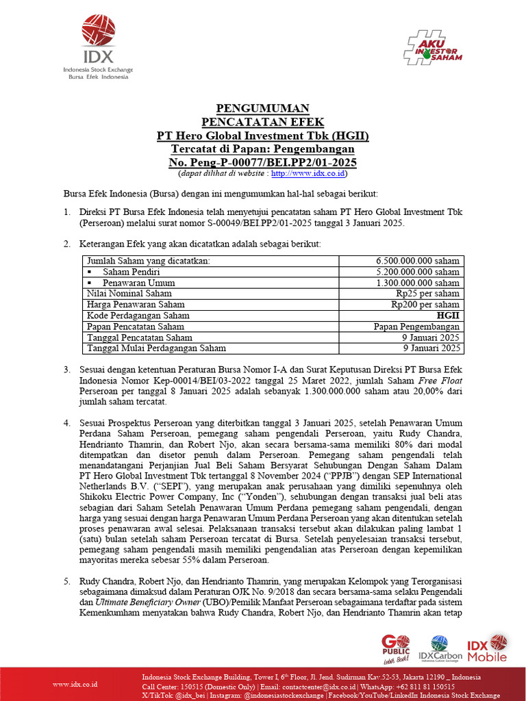 HGII hero pencatatan saham ipo | PDF