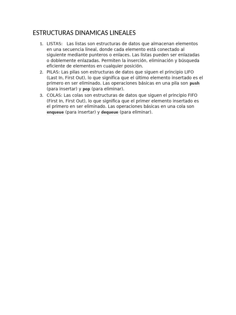 Estructuras Dinamicas Lineales | PDF