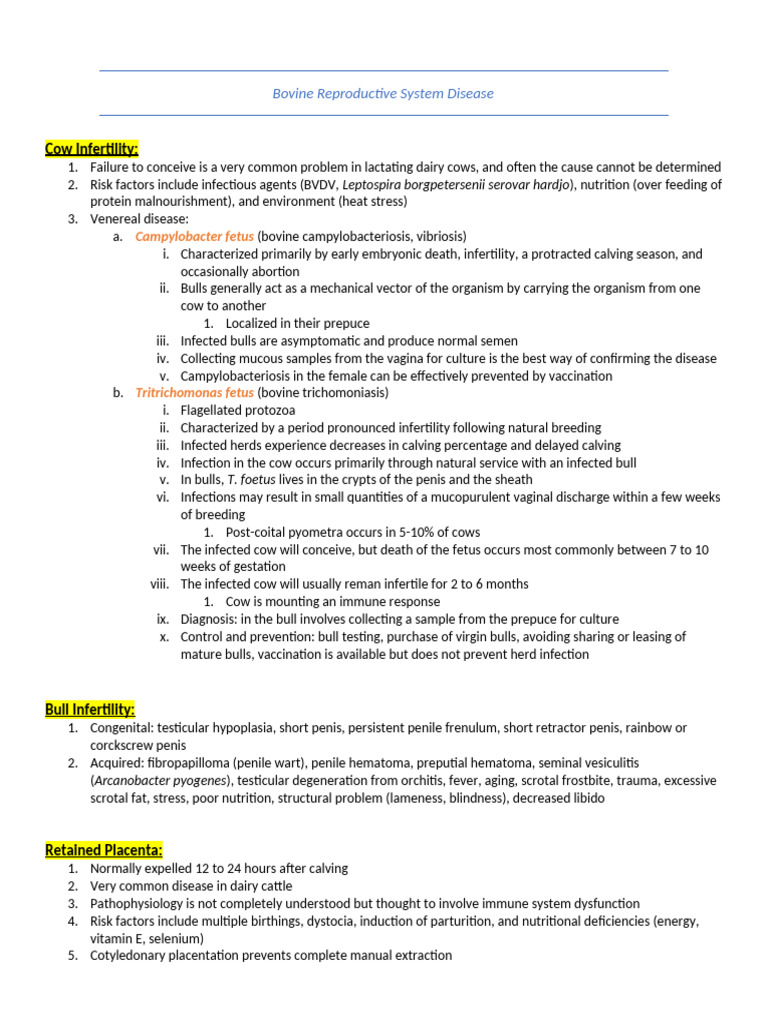 Bovine Reproductive System Disease | PDF | Medical Specialties ...
