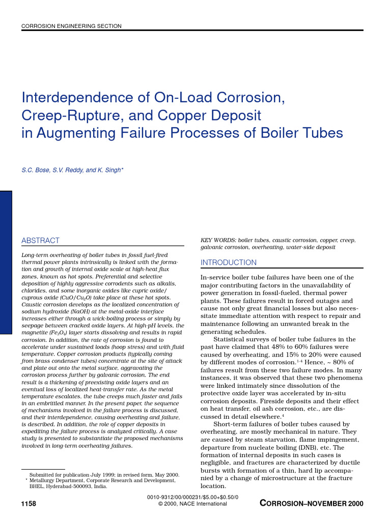 Interdependence of On Load Corrosion Cre | PDF | Corrosion | Sodium ...