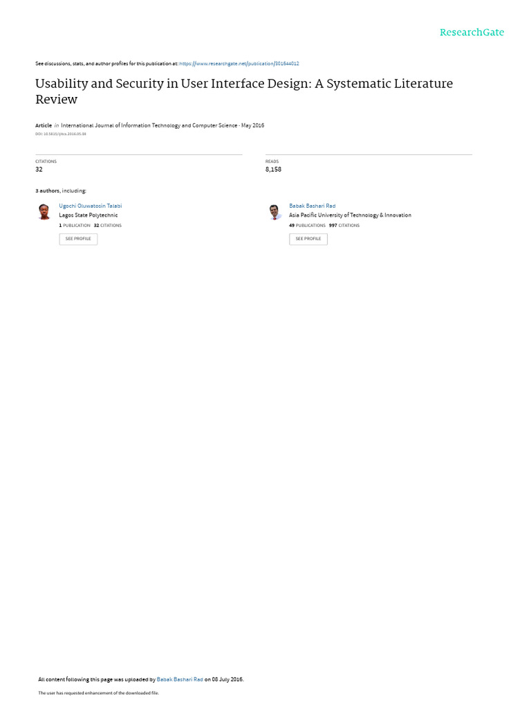 Usability and Security in User Interface Design A | PDF | Usability | Computer Security