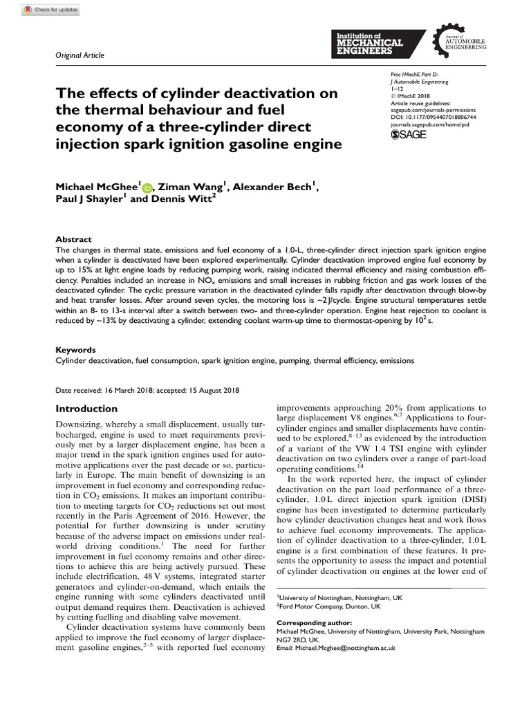 The effects of cylinder deactivation on the thermal behaviour and fuel ...