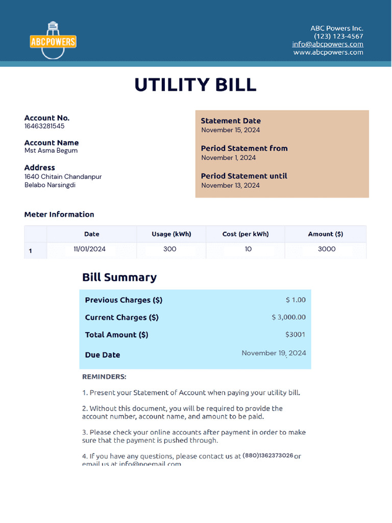 Utilitu Bill Pay | PDF