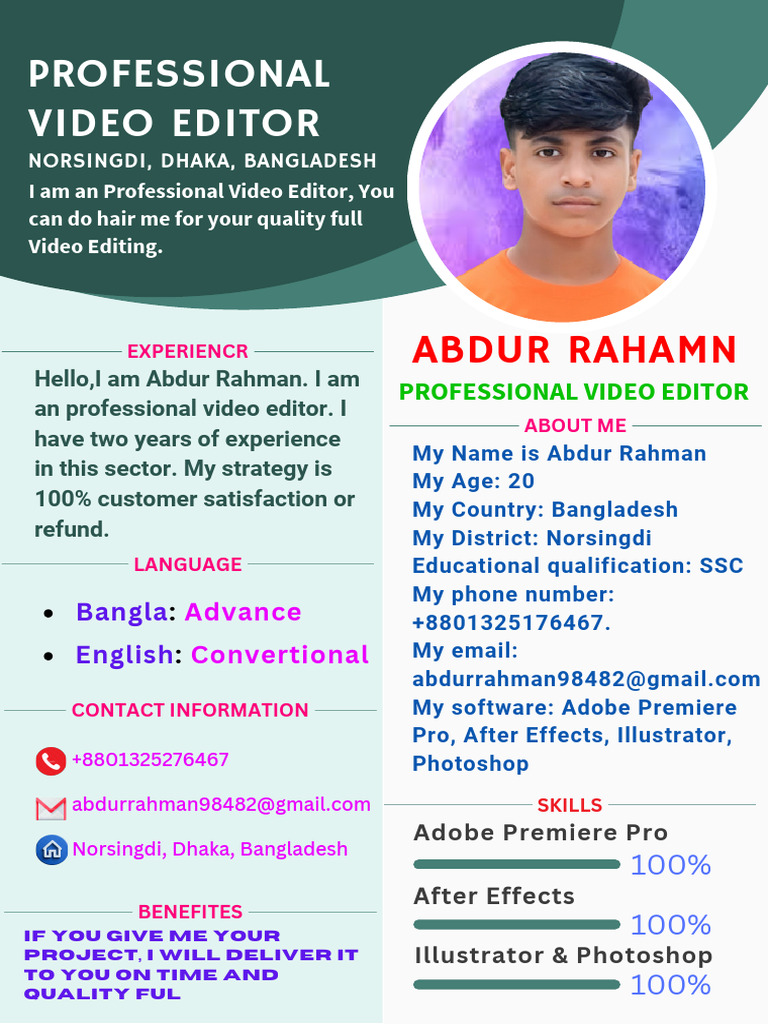 Abdur Rahman CV | PDF | Adobe Photoshop | Editing