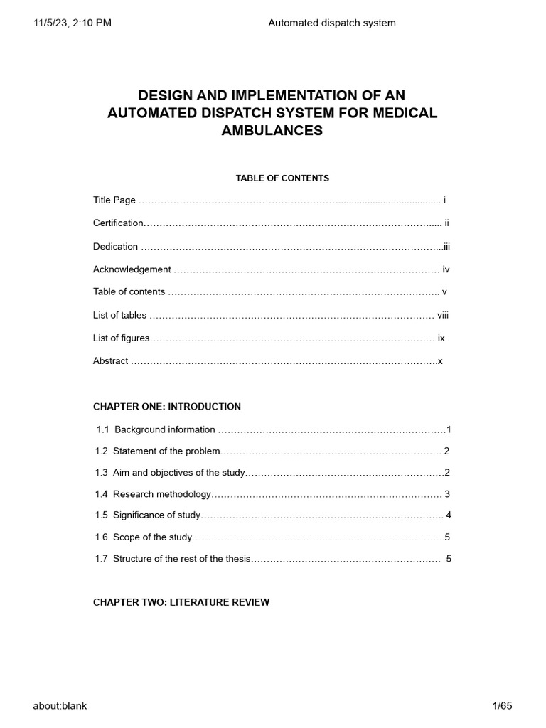 Automated Dispatch System for Ambulances | PDF | Databases | 9 1 1