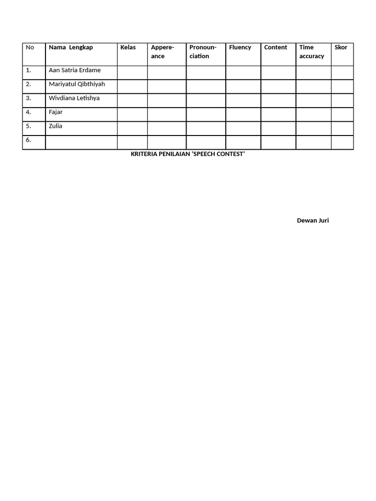 Form Juri Speech | PDF