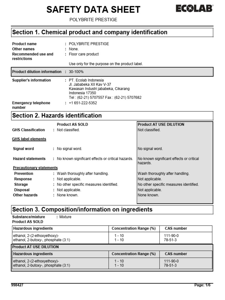 Polybrite | PDF | Personal Protective Equipment | Toxicity