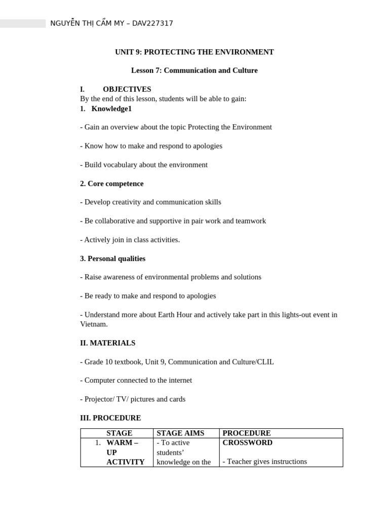 CLASS 10 Unit 9 Prrotecting the Environment | PDF | Conversation ...