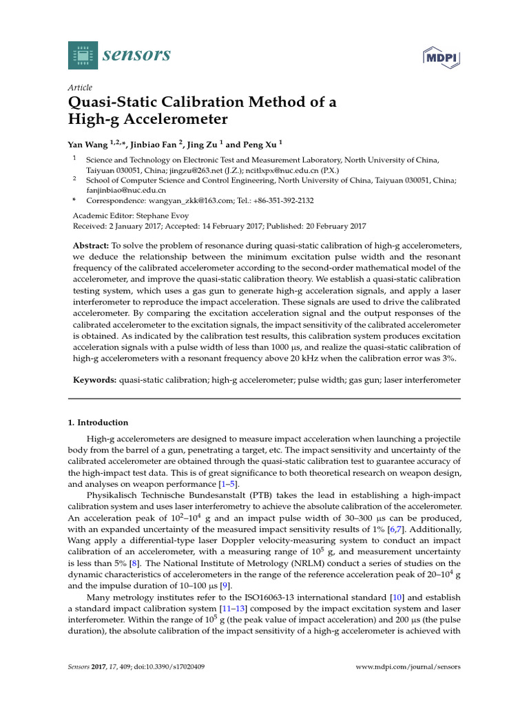 Quasi-Static Calibration of High-g Accelerometers | PDF | Damping ...