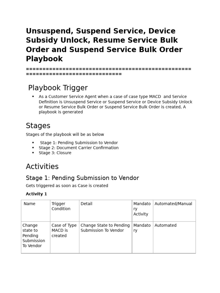 MACD Playbook - Unsuspend and Suspend Service V3 | PDF | Mobile Phones ...