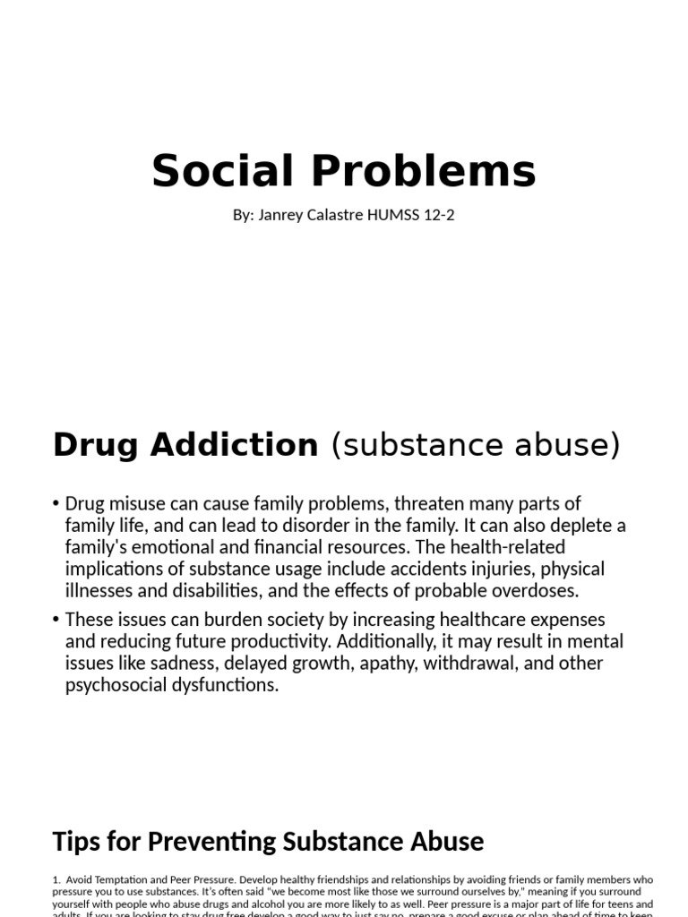 Social Problems | PDF | Substance Abuse | Mental Disorder