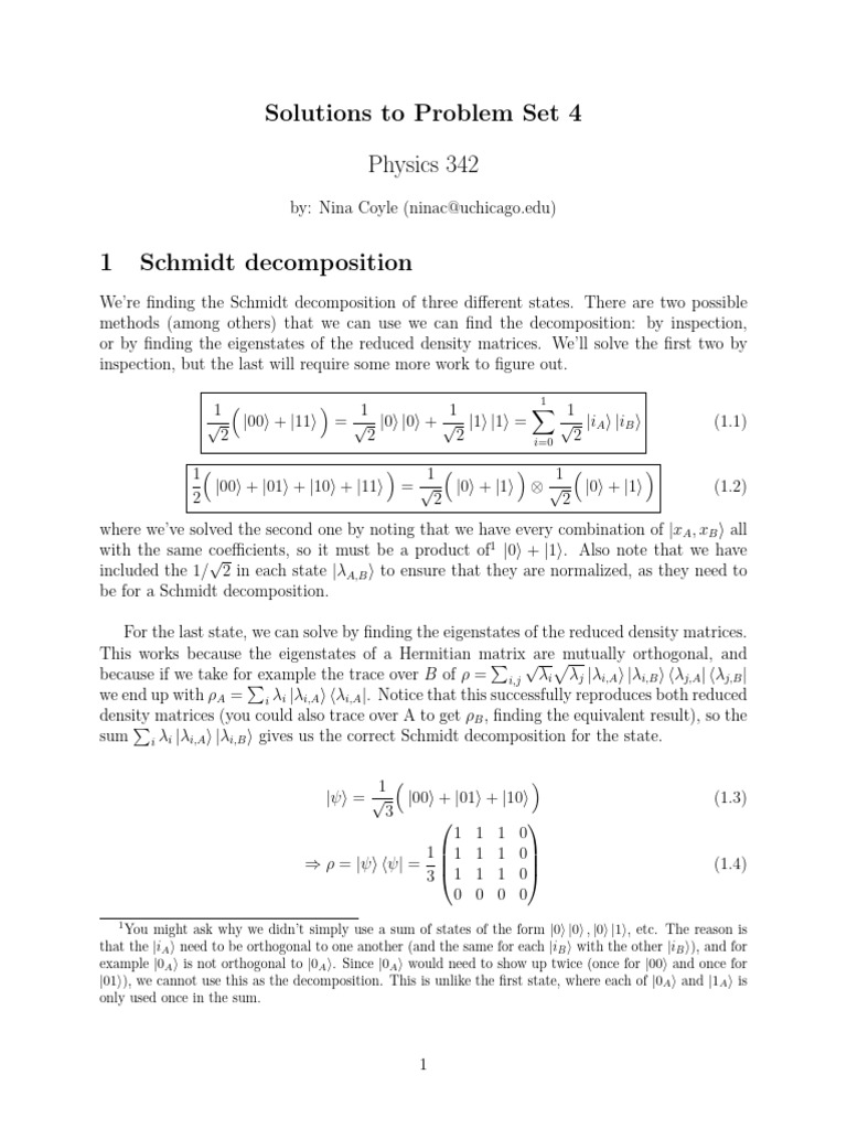 schmidt examples | PDF | Matrix (Mathematics) | Eigenvalues And Eigenvectors