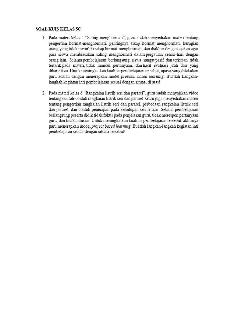 SOAL KUIS KELAS 5C | PDF