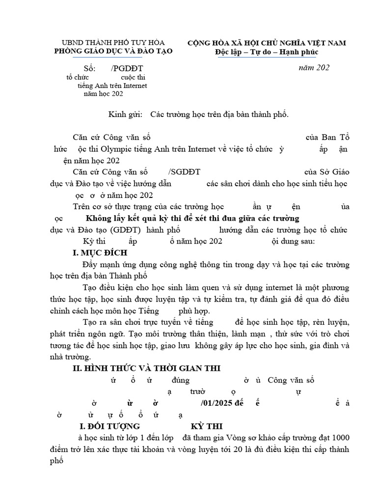 778-PGD Tổ Chức Kỳ Thi IOE Năm Học 2024-2025 | PDF