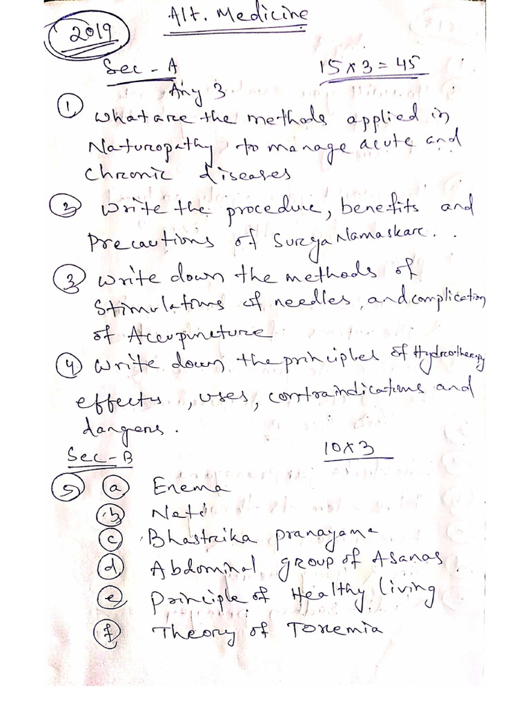 ALT - MEDICINE - 5th Sem Prev Questions by Devadutta Sir | PDF