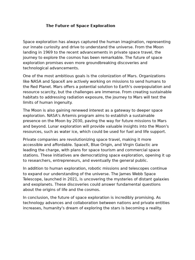 The Future of Space Exploration | PDF