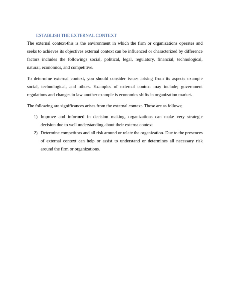 Establish The External Context | PDF