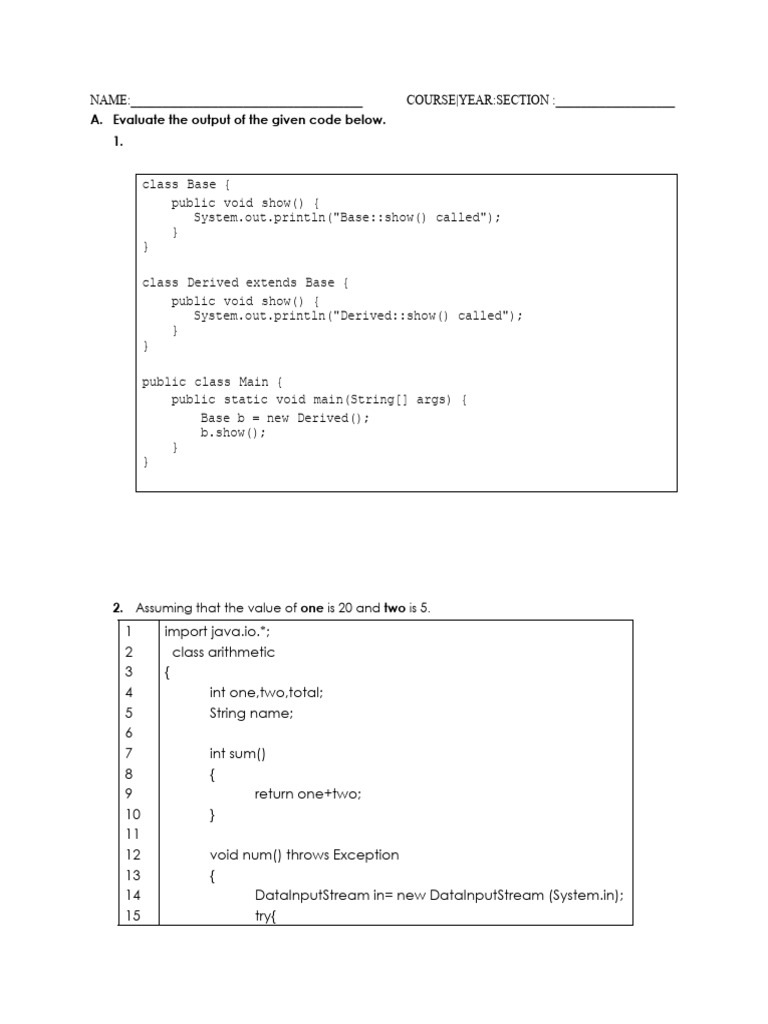 Quiz - Inheritance.docx | PDF | Computer Programming | Software Engineering