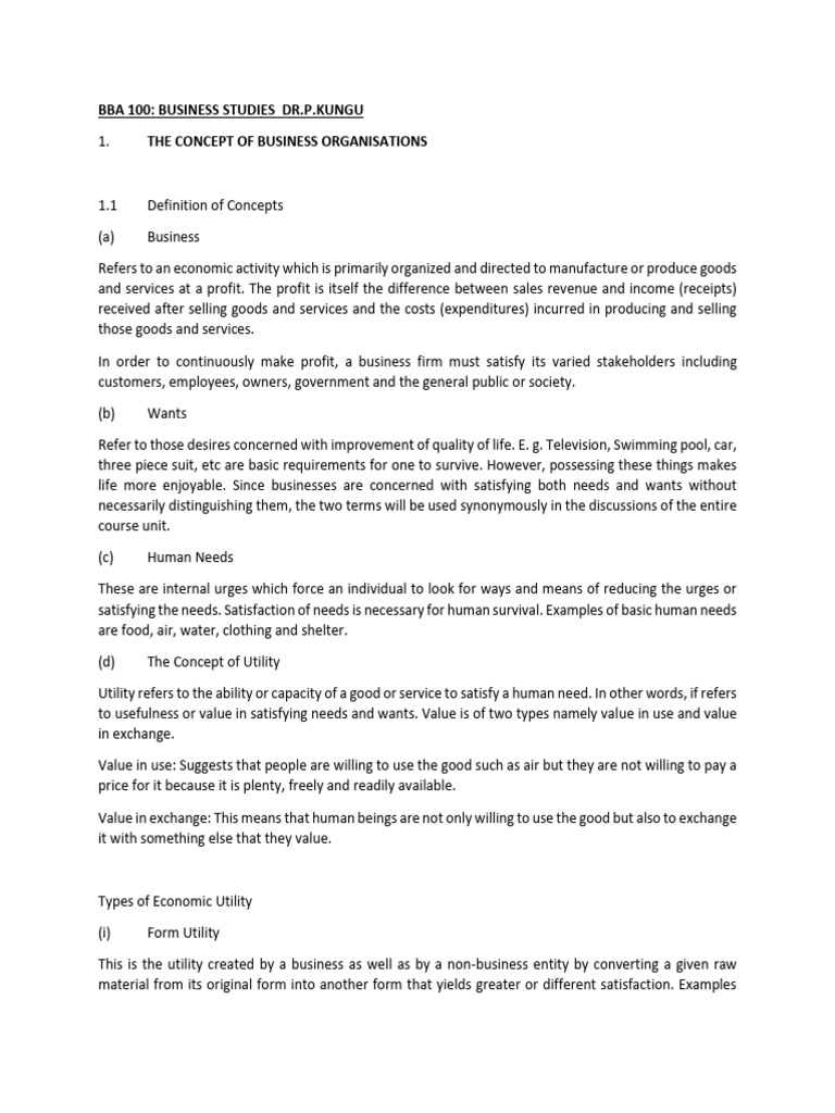 BBA 100 Business Concepts Overview | PDF | Partnership | Dividend