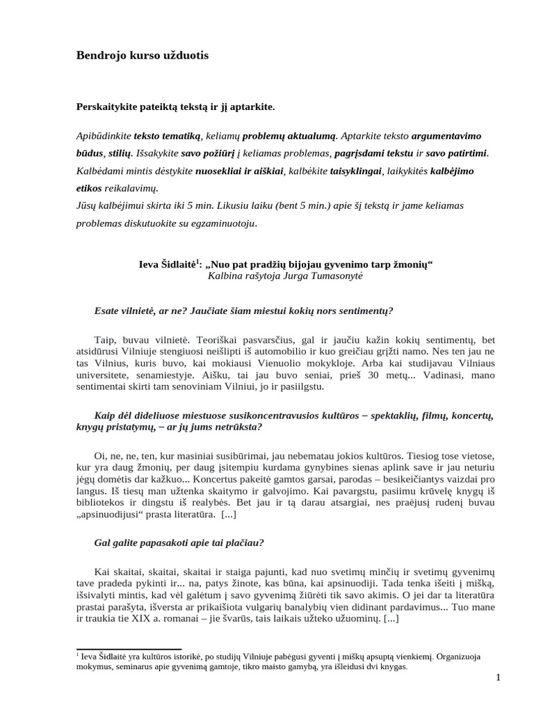 Bendrasis I-Tarpinis Sidlaite Apie Kaima | PDF