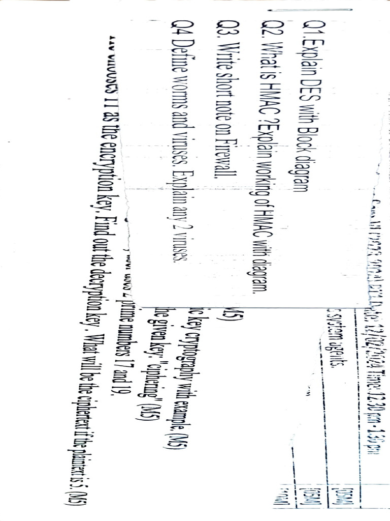 Sem 6 pt papers | PDF | Key (Cryptography) | Cryptography