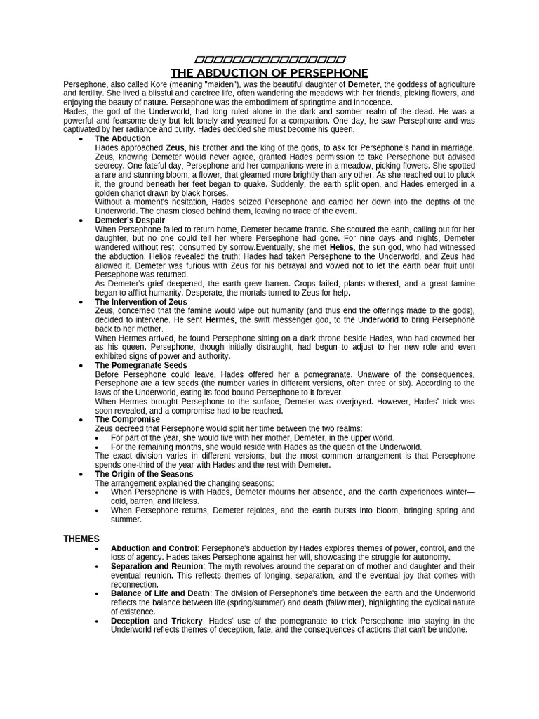 Final 09 The Abduction of Persephone | PDF | Persephone | Hades