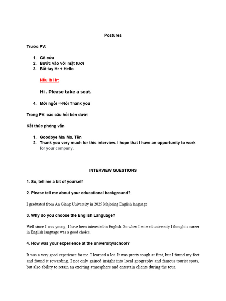 interview questions | PDF | Public Speaking | Cognition