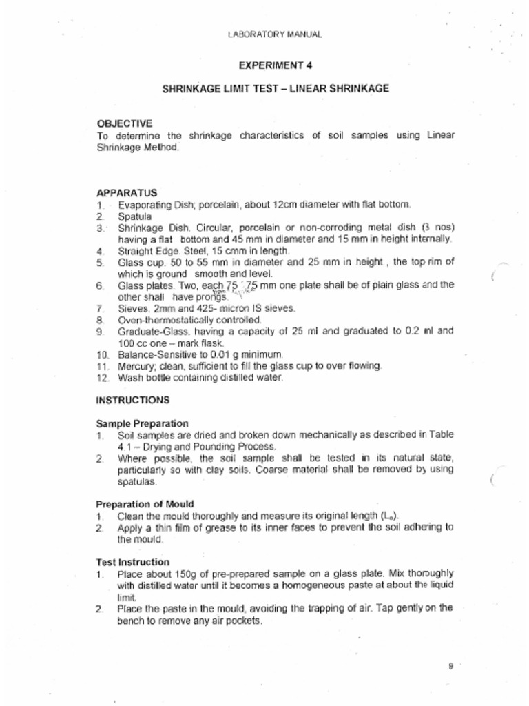4 Shrinkage Limit Test Pdf