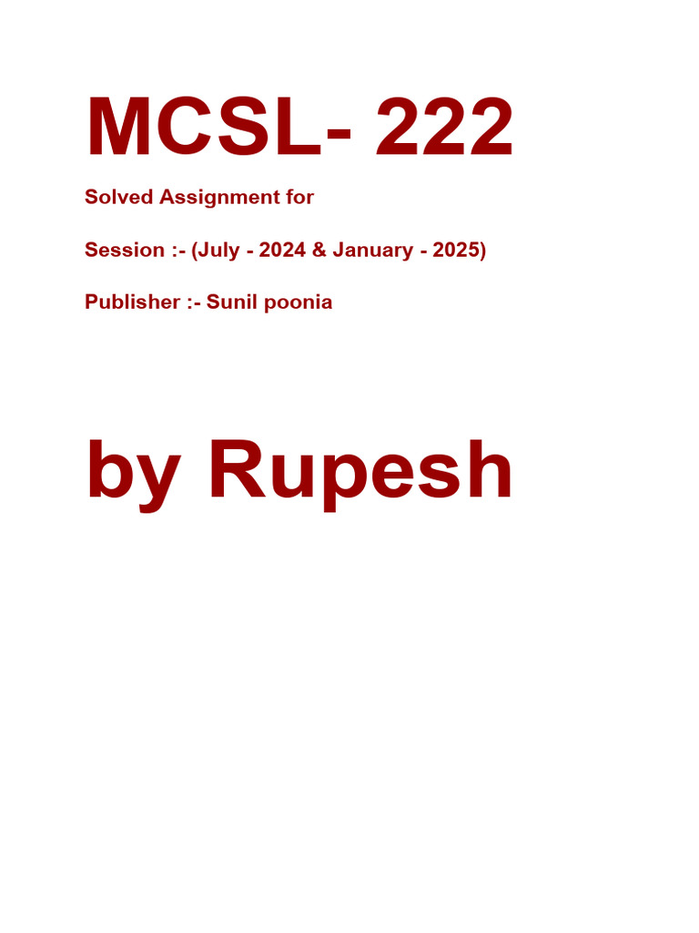 MCSL-222 Solved Assignment Guide | PDF