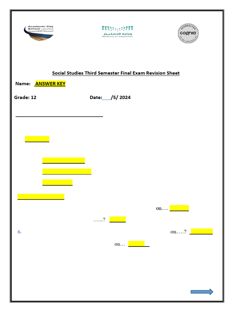 G.12 3rd TERM SOCIAL STUDIES FINAL REVISION SHEET ANSWER KEY | PDF ...