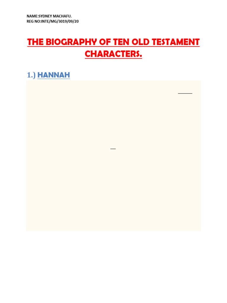 Biography of Key Old Testament Figures | PDF | Rebecca | Jacob