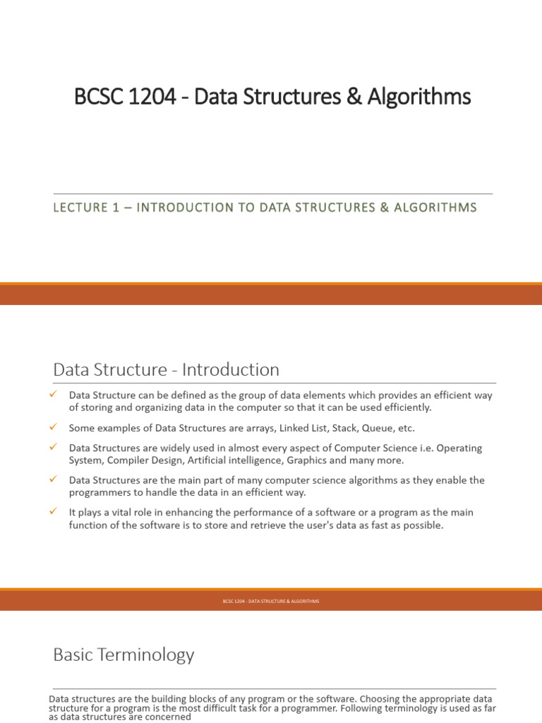 Bcsc 1204 Lecture 1 Pdf Time Complexity Pointer Computer