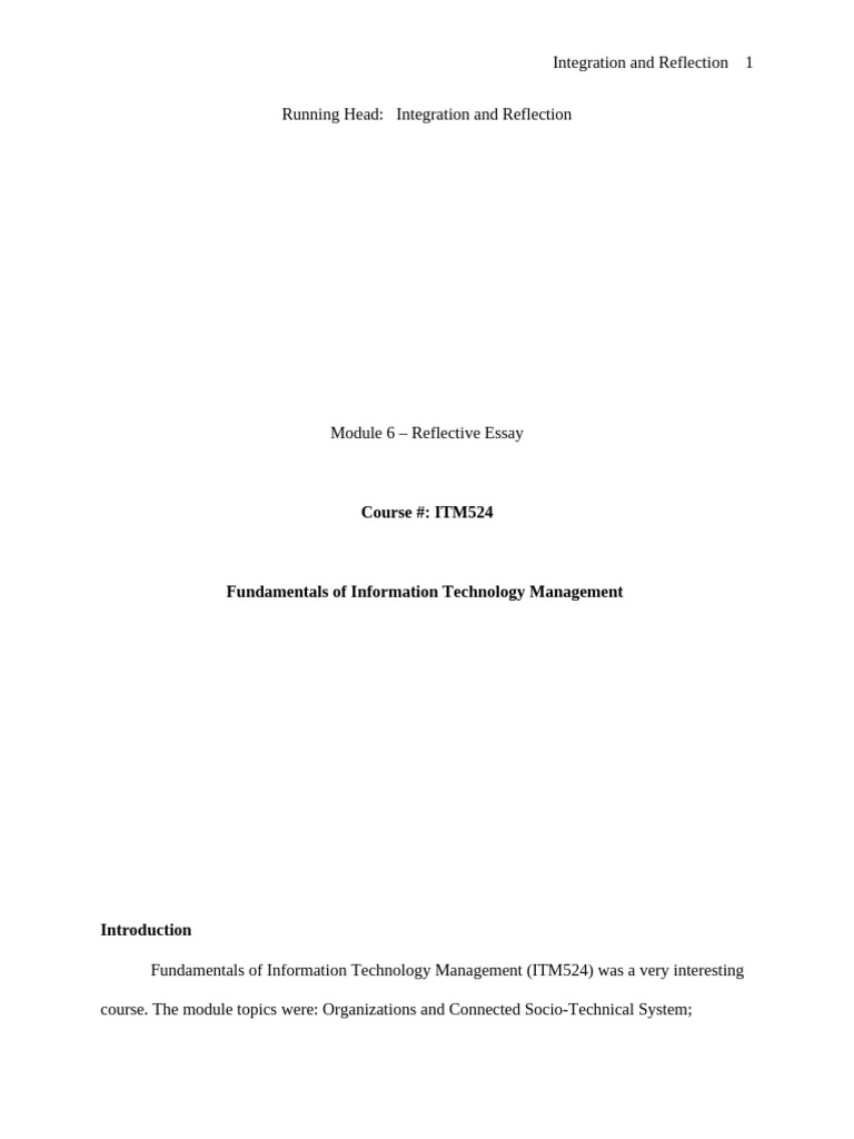 IT Management Course Reflection Essay | PDF | Human Communication ...