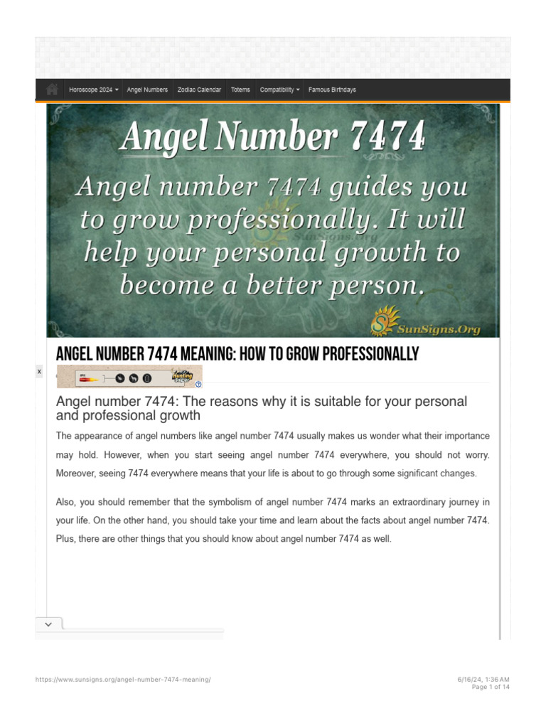 Angel Number 7474 Meaning - How To Grow Professionally | PDF | Angel