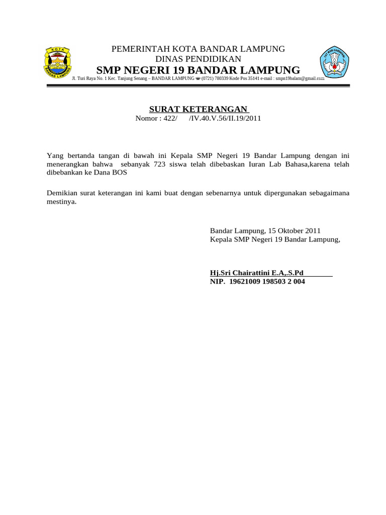 SURAT bebas Lab | PDF